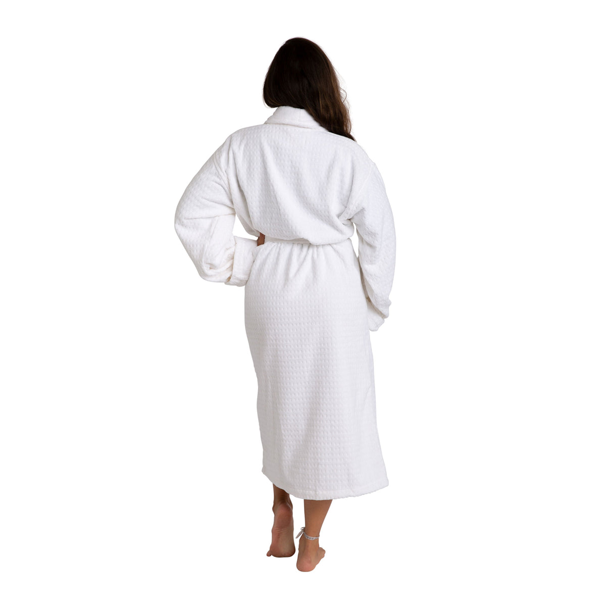 Shop Jacquard Terry Velour Bathrobe - White In Australia | Trends Alley